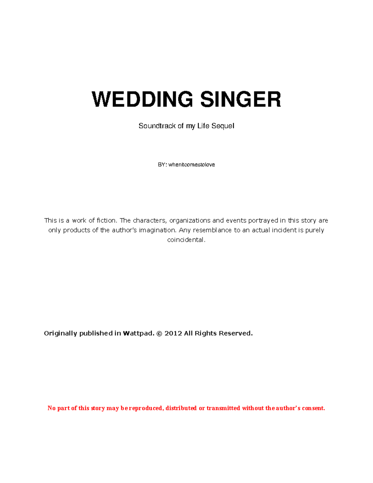Wedding singer by whenitcomest - WEDDING SINGER Soundtrack of my Life ...