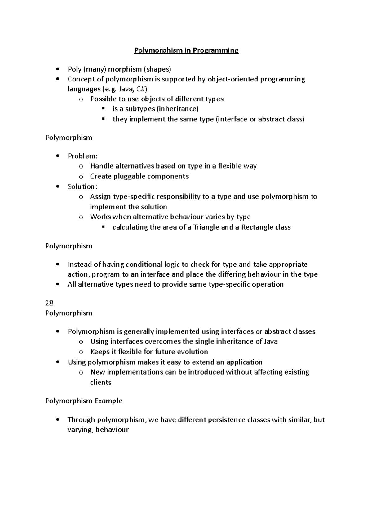 Polymorphism in Programming - COMP1549 - GRE - Studocu