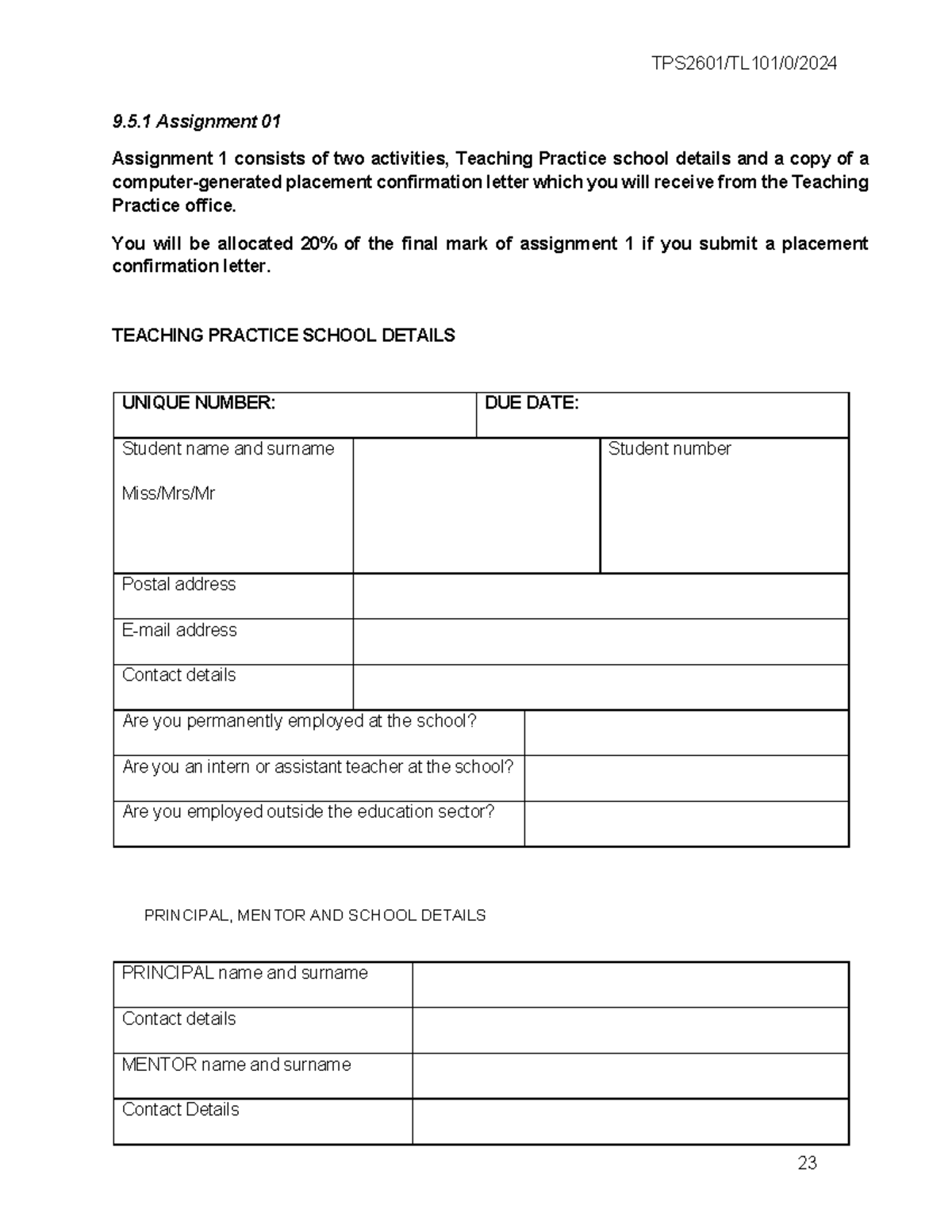 Assignmen 2 - DHGDJXSXS - TPS2601/TL101/0/ 9.5 Assignment 01 Assignment 1 consists of two - Studocu