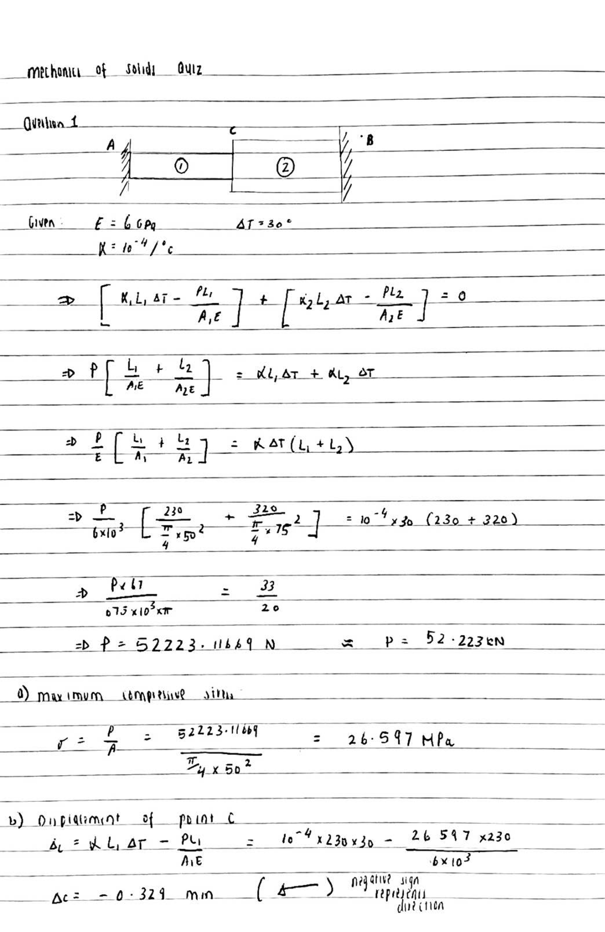 Mechanics of Solids Quiz 2 - 48331 - Studocu