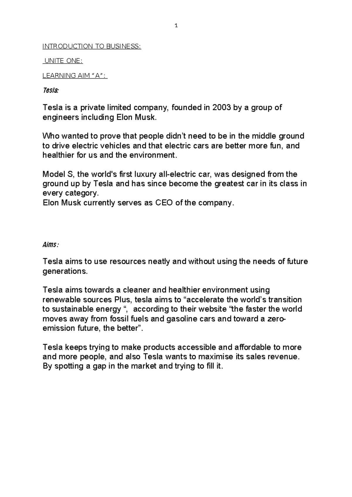 Betec business - A good assignemt to give an overview to how an ...