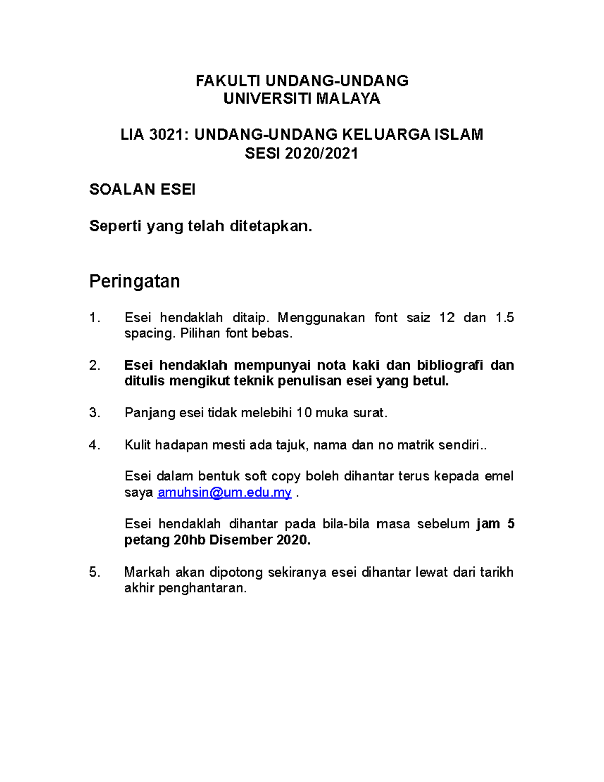 Arahan Penulisan Esei LIA3021 2020 21 sem1 - FAKULTI UNDANG-UNDANG ...