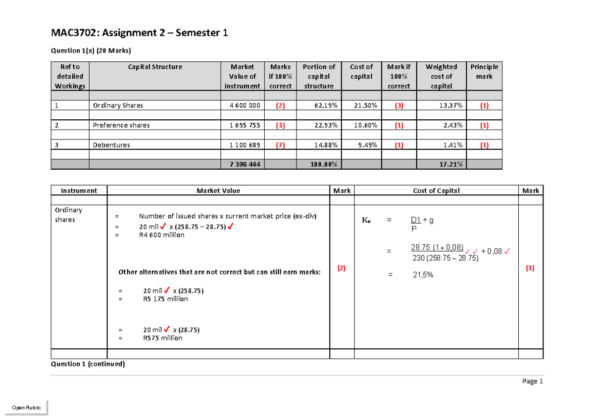 Assignment 2 Semester 1 memorandum-3 - MAC3702: Assignment 2 – Semester 1 Question 1(a) (20 ...