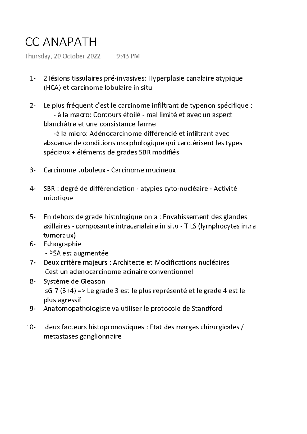 CC Anapath - 2 lésions tissulaires pré-invasives: Hyperplasie canalaire ...