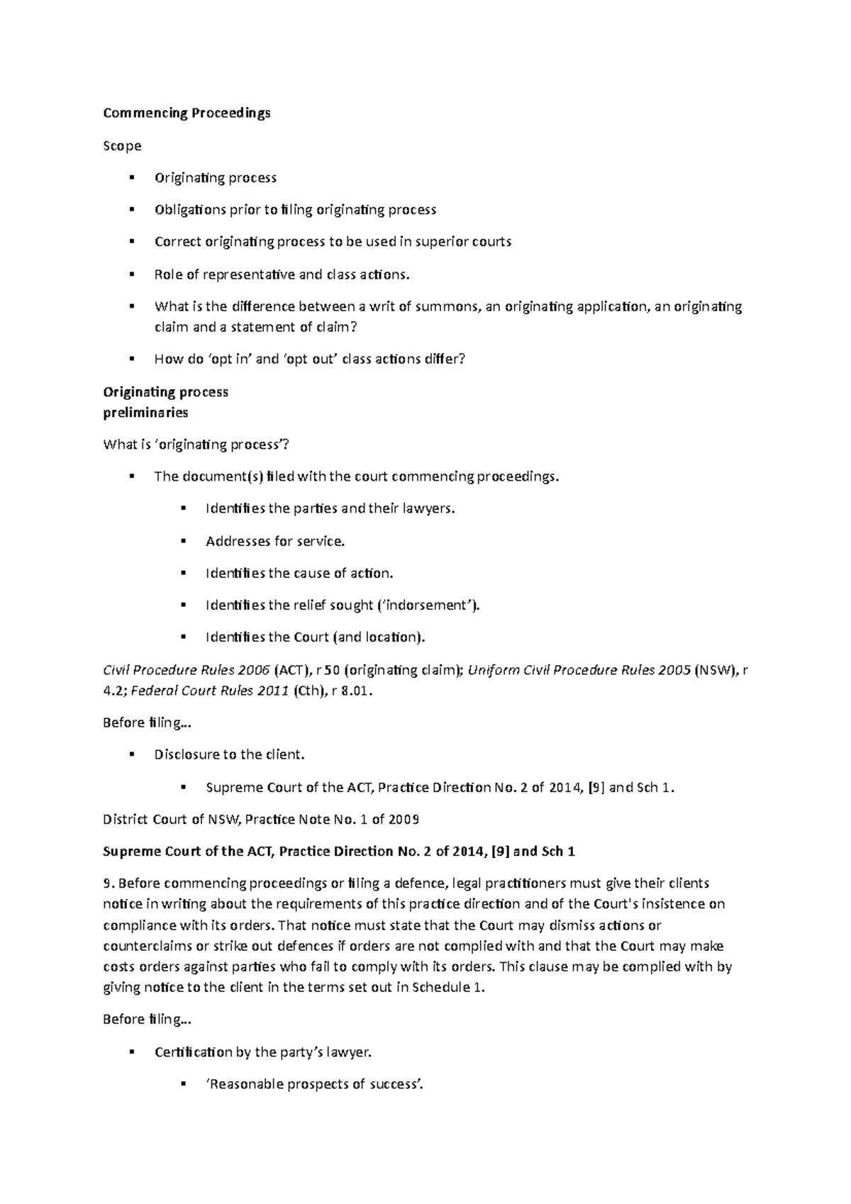 Commencing Proceedings(WEEK 3 ) - Commencing Proceedings Scope ...