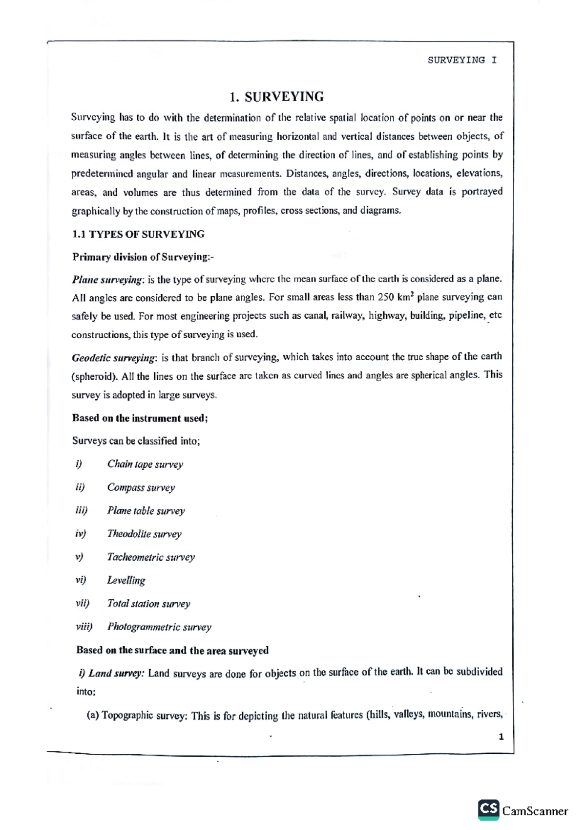 Survey record - Civil engineering - Studocu