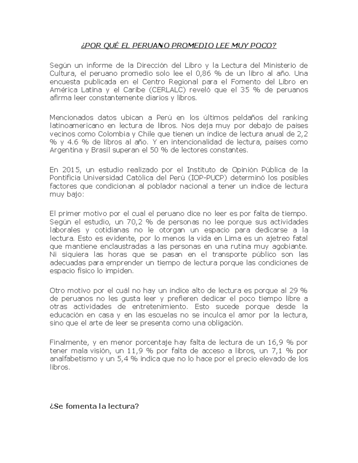 POR QUÉ EL Peruano Promedio LEE MUY POCO - ¿POR QUÉ EL PERUANO PROMEDIO ...