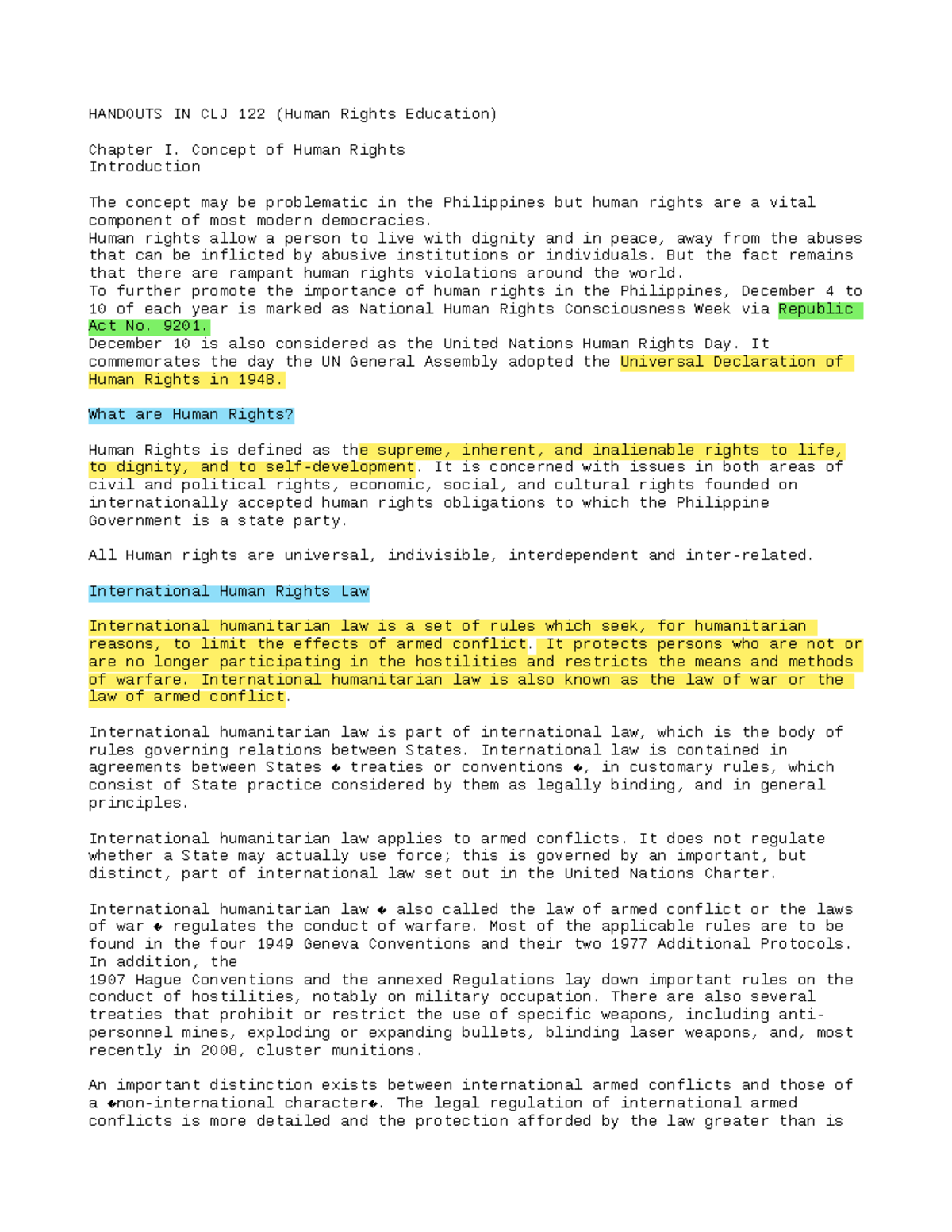Scribd - study purposes - HANDOUTS IN CLJ 122 (Human Rights Education ...