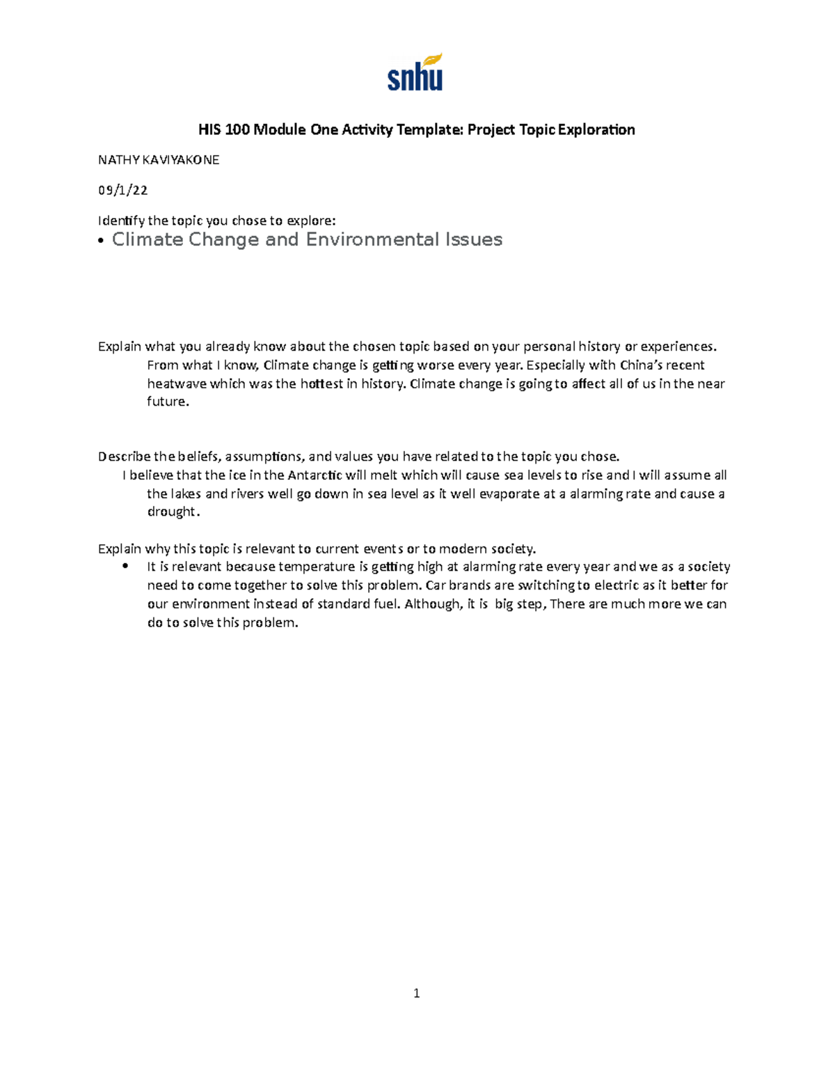 HIS 100 Module 1 - template - HIS 100 Module One Activity Template ...