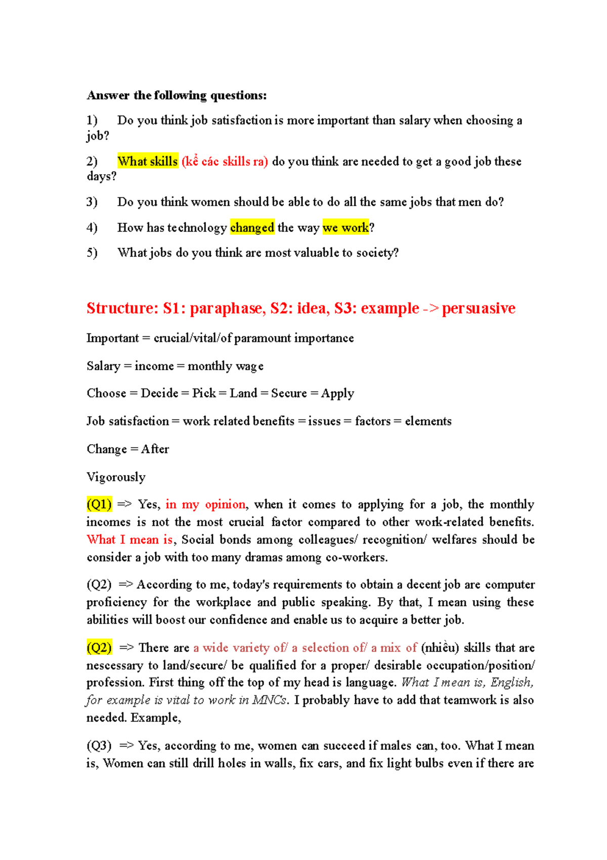 Speaking Part 3 Ielts - hihihi - Answer the following questions: Do you ...
