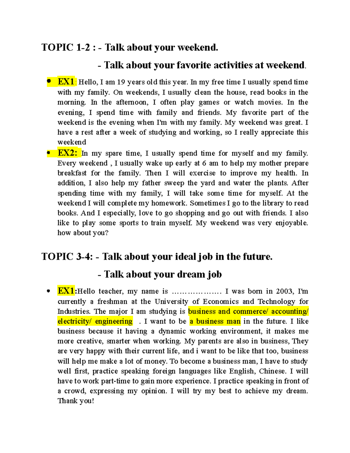 Topic-TA1-254 - toán - TOPIC 1-2 : - Talk about your weekend. - Talk ...