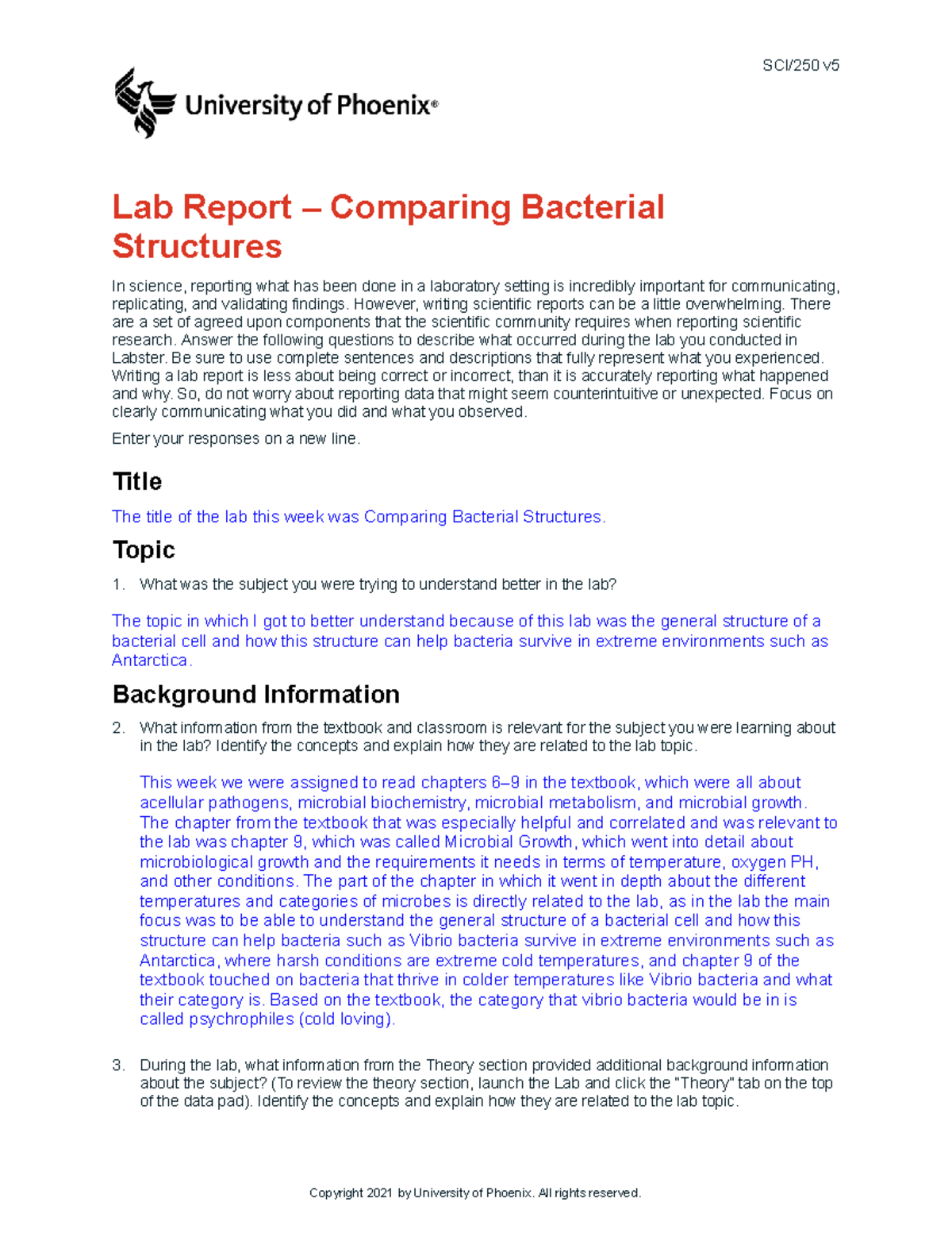 Sci250 v5 wk2 comparing bacterial structures lab report - SCI/250 v Lab ...