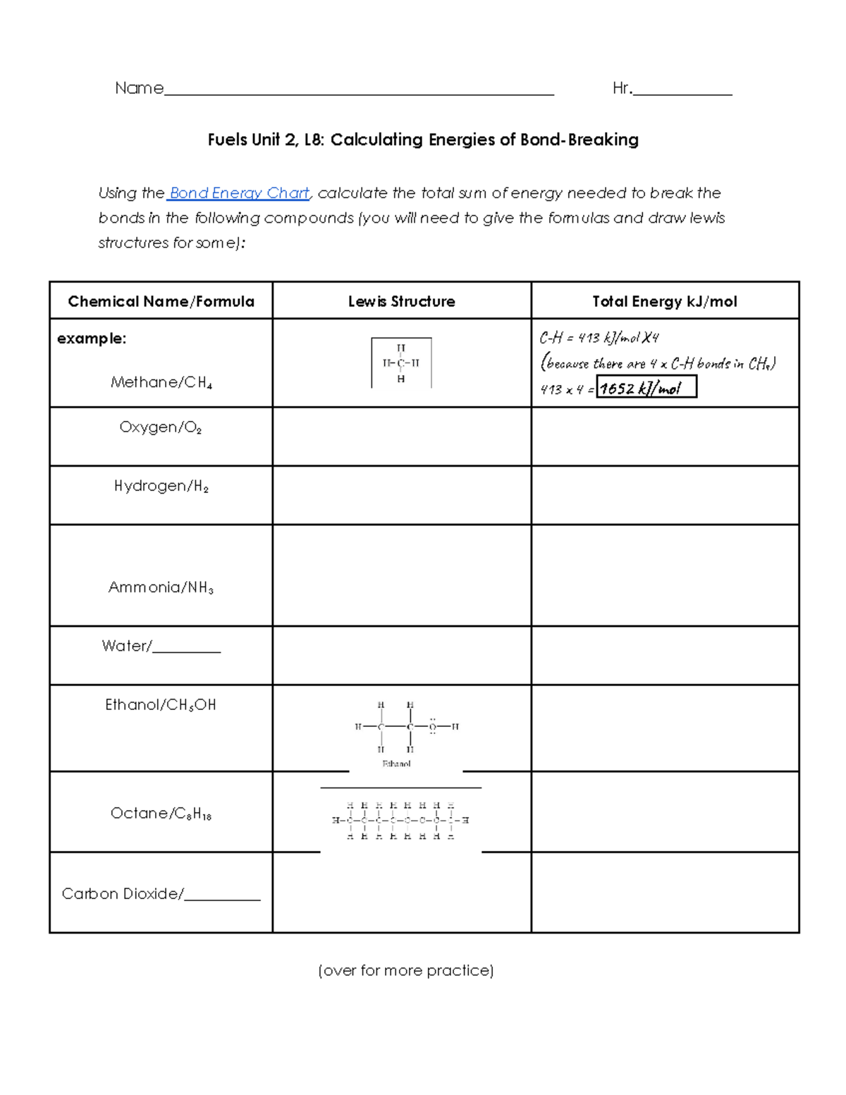 Lesson 8 Calculating Energies of Bond-Breaking w.s. - - Studocu