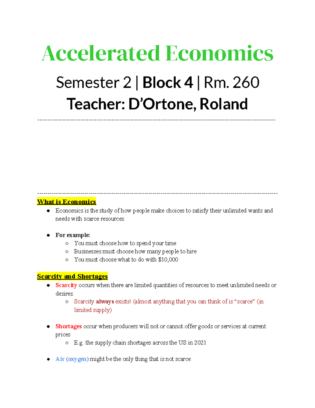 Accelerated Economics Notes - Accelerated Economics Semester 2 | Block ...
