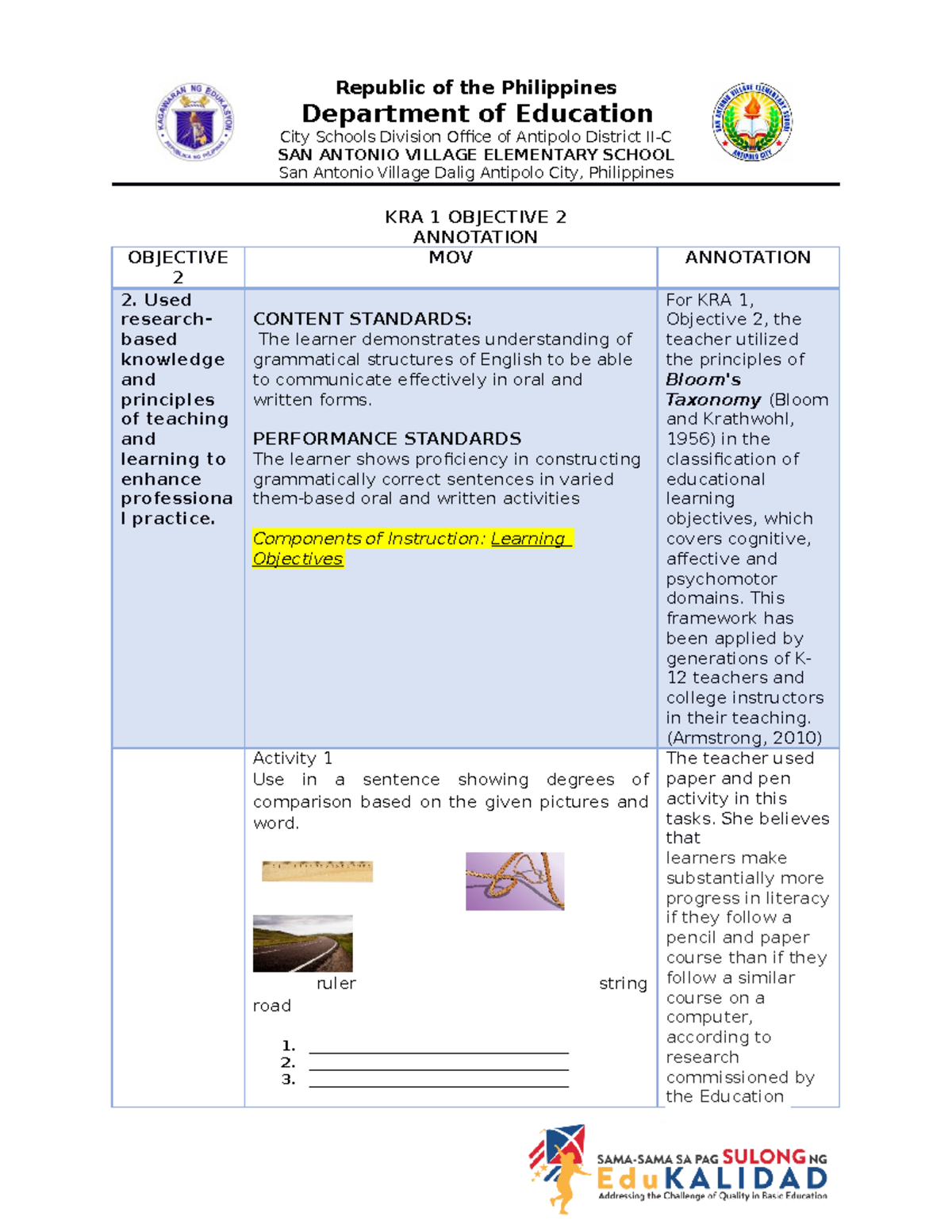 Annotation-KRA1-OBJ-2 URBI - Republic of the Philippines Department of ...