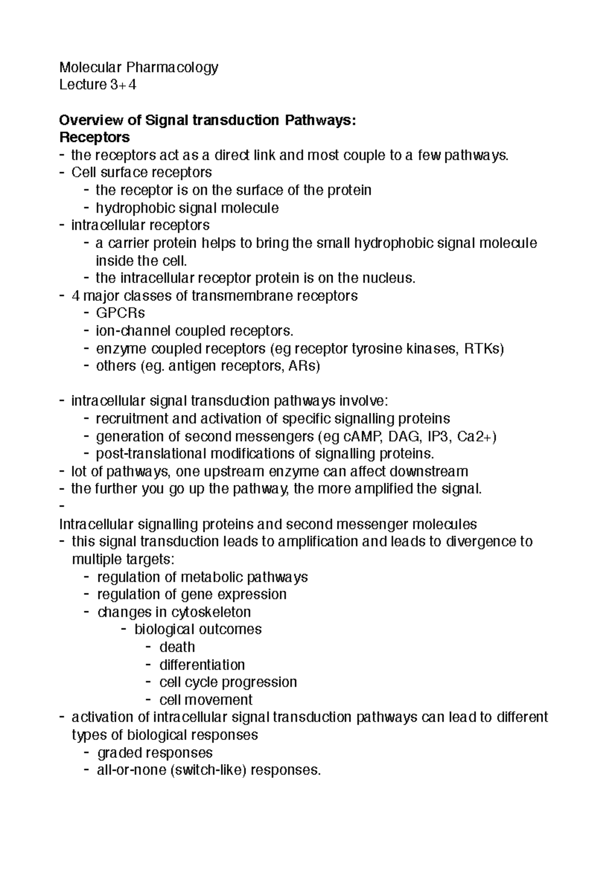 Molecular Pharmacology - Lectures 3 and 4 - Molecular Pharmacology ...