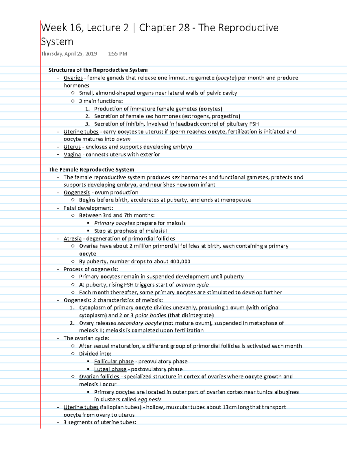 Chapter 26 - The Reproductive System (cont.) - ^ƚƌƵĐƚƵƌĞƐ ŽĨ ƚŚĞ ...