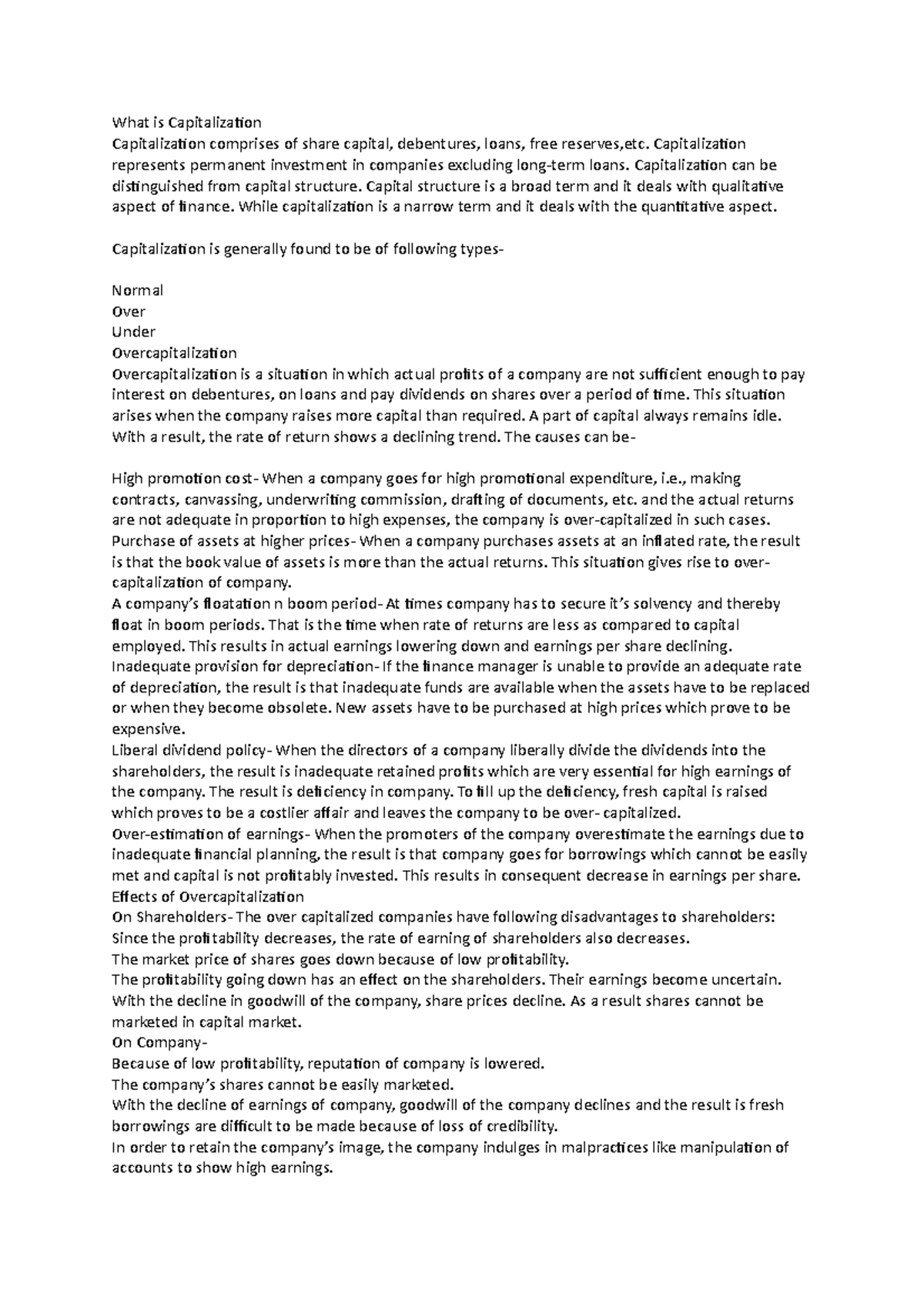 Capitalization - Financial Management Notes - What is Capitalization ...