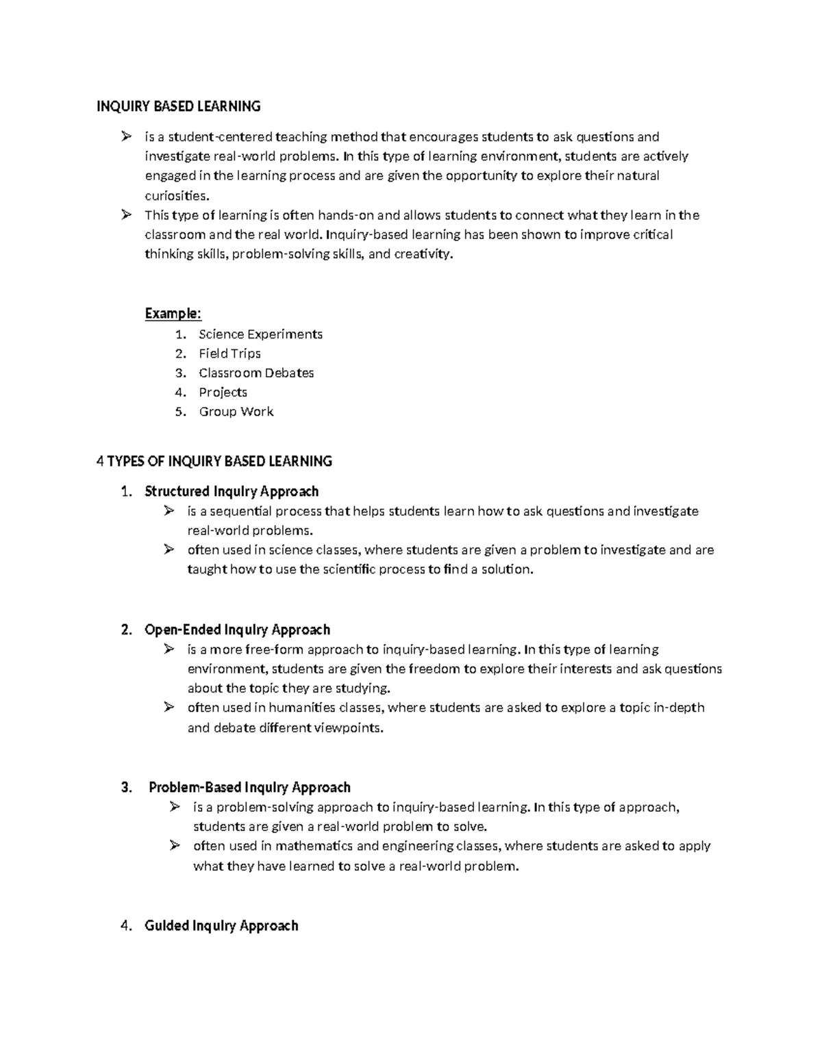 Group 14 - Summary Bachelor of Elementary Education - INQUIRY BASED ...