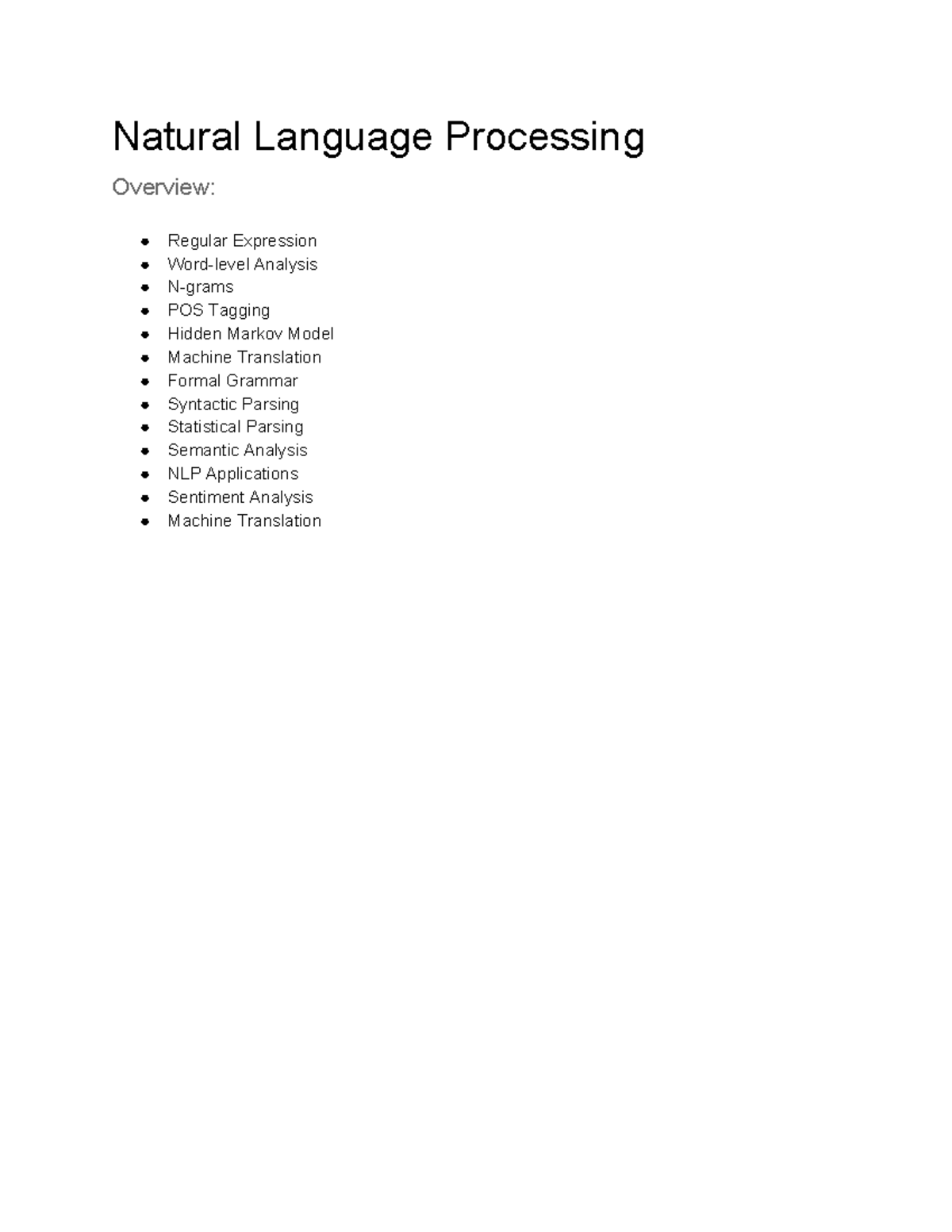 CZ/CE4045 Natural Language Processing Summary - Natural Language ...