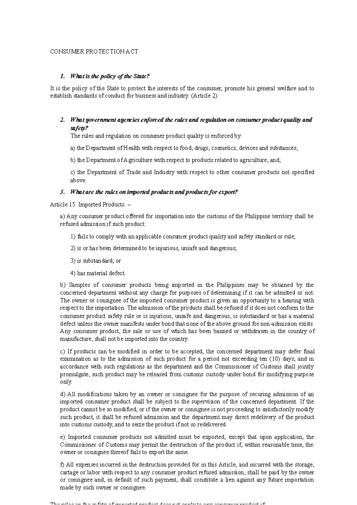 Consumer-protection-act-question-and-answer compress - CONSUMER ...