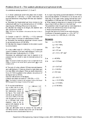Problem Sheet 5 Generalised Law and Failure Theories - Studocu