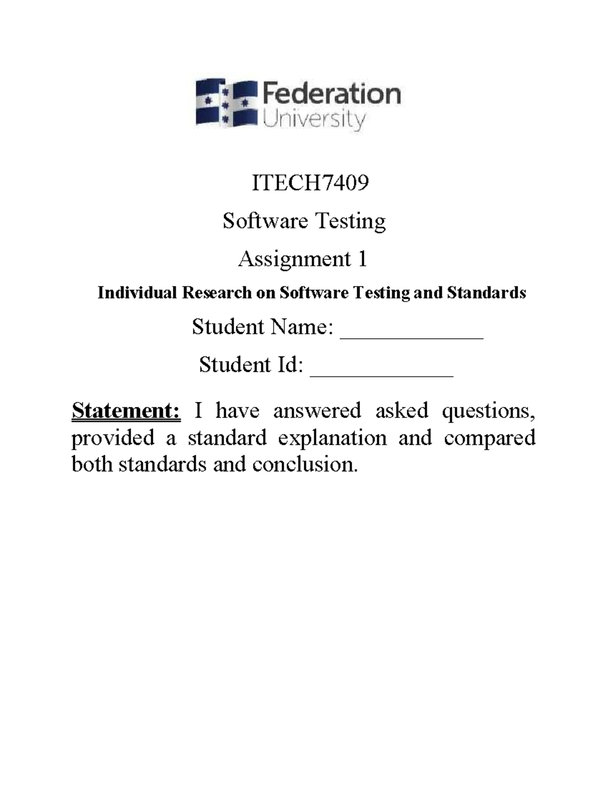 Assignment 1 Itech Software Testing Assignment 1 Individual Research On Software Testing And
