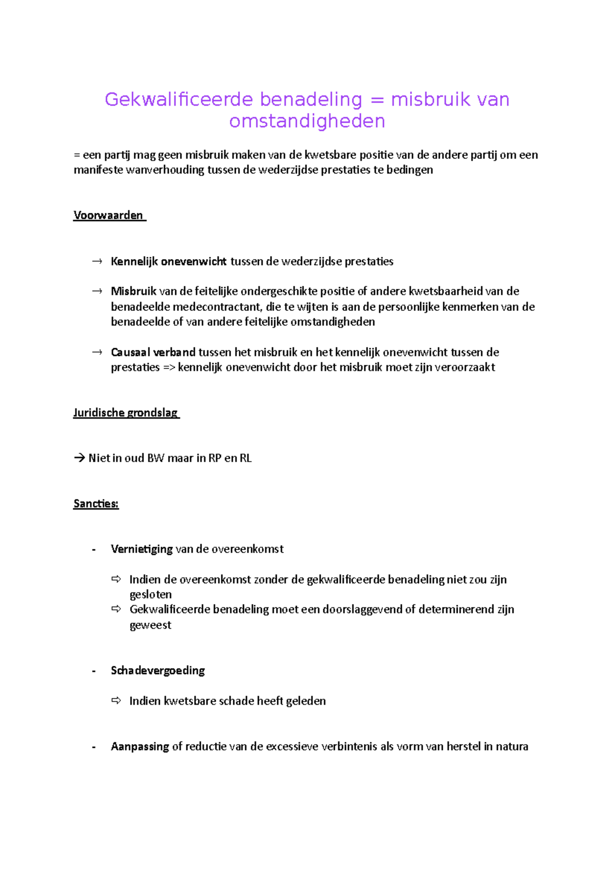 Gekwalificeerde benadeling - Studocu