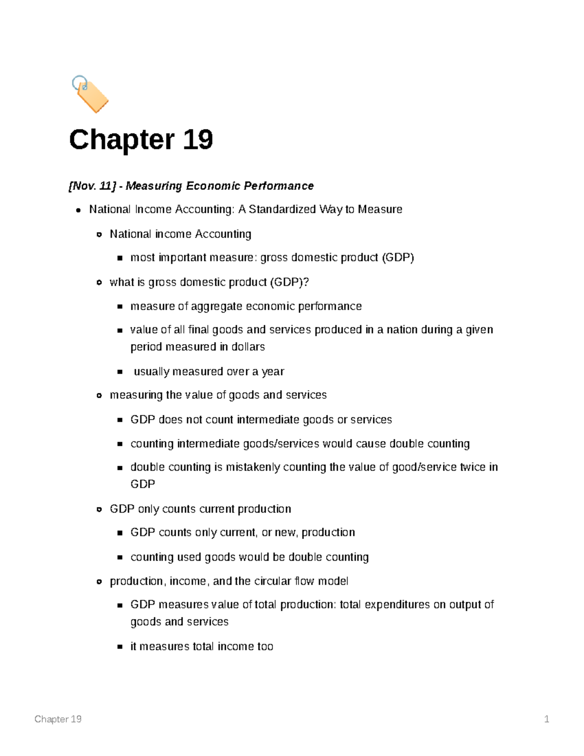 ECON 200 Chapter 19 - ä Chapter 19 [Nov. 11] - Measuring Economic ...