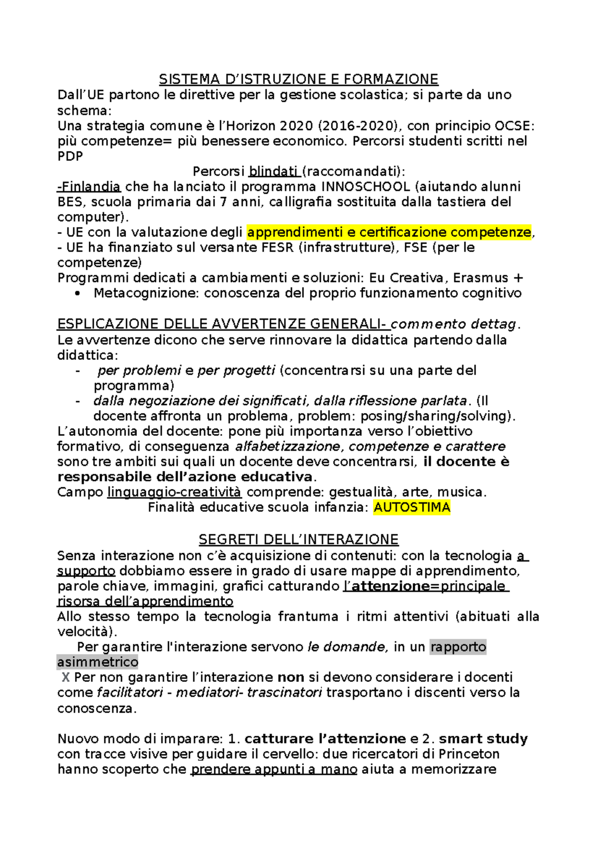 Ultima parte - SISTEMA D’ISTRUZIONE E FORMAZIONE Dall’UE partono le ...