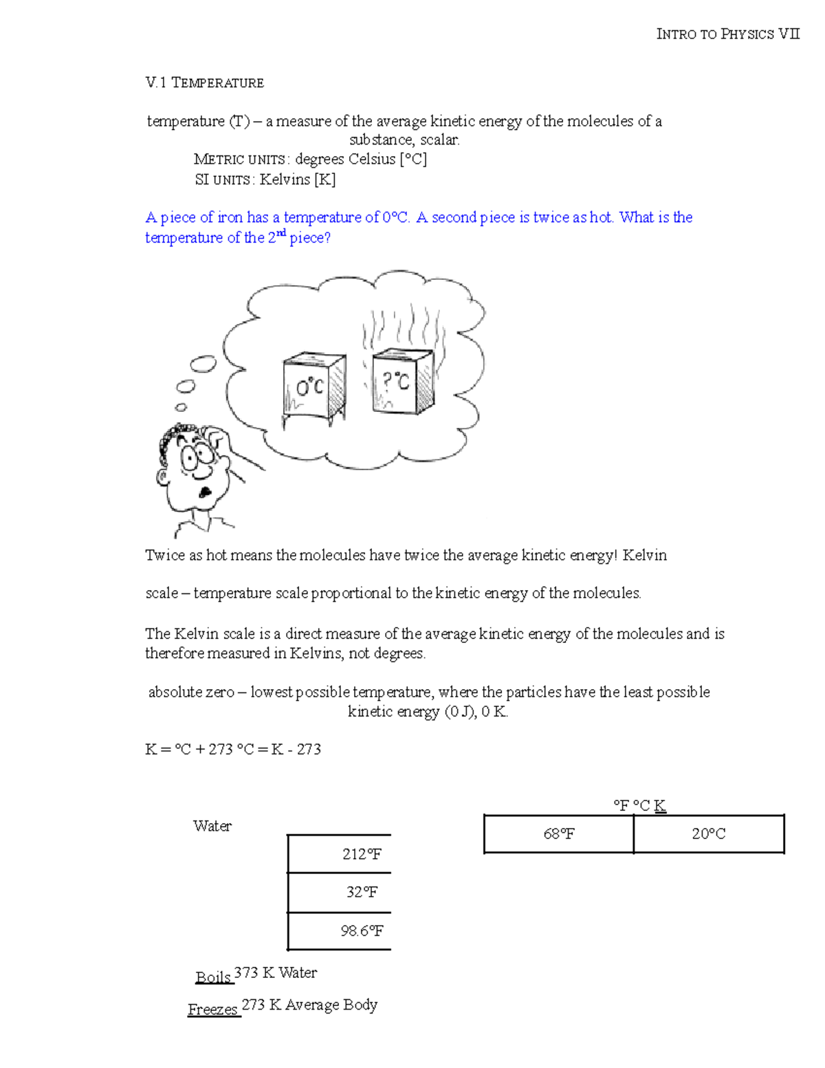 0.0 Heat Notes (Physics) - INTRO TO PHYSICS VII V TEMPERATURE ...