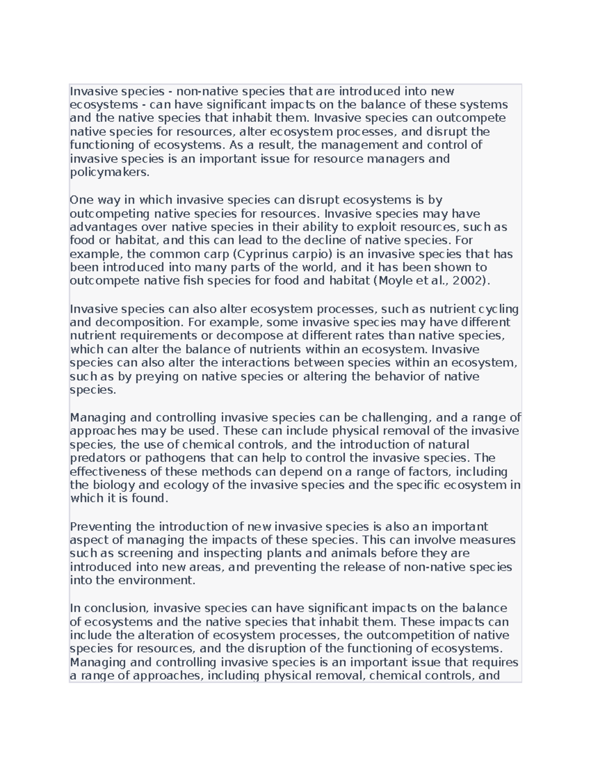 Invasive specie 1 - Invasive species can outcompete native species for ...