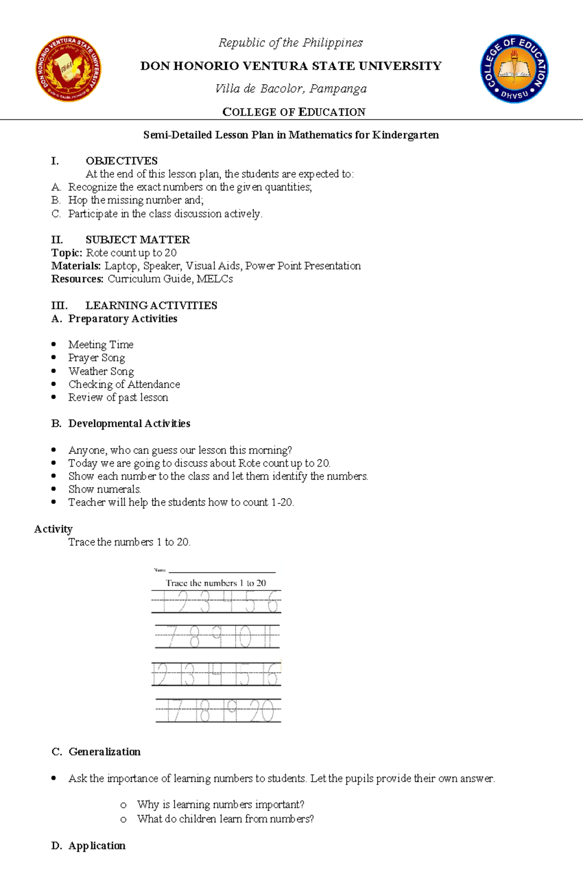 Semi Lesson Plan - Republic of the Philippines DON HONORIO VENTURA ...