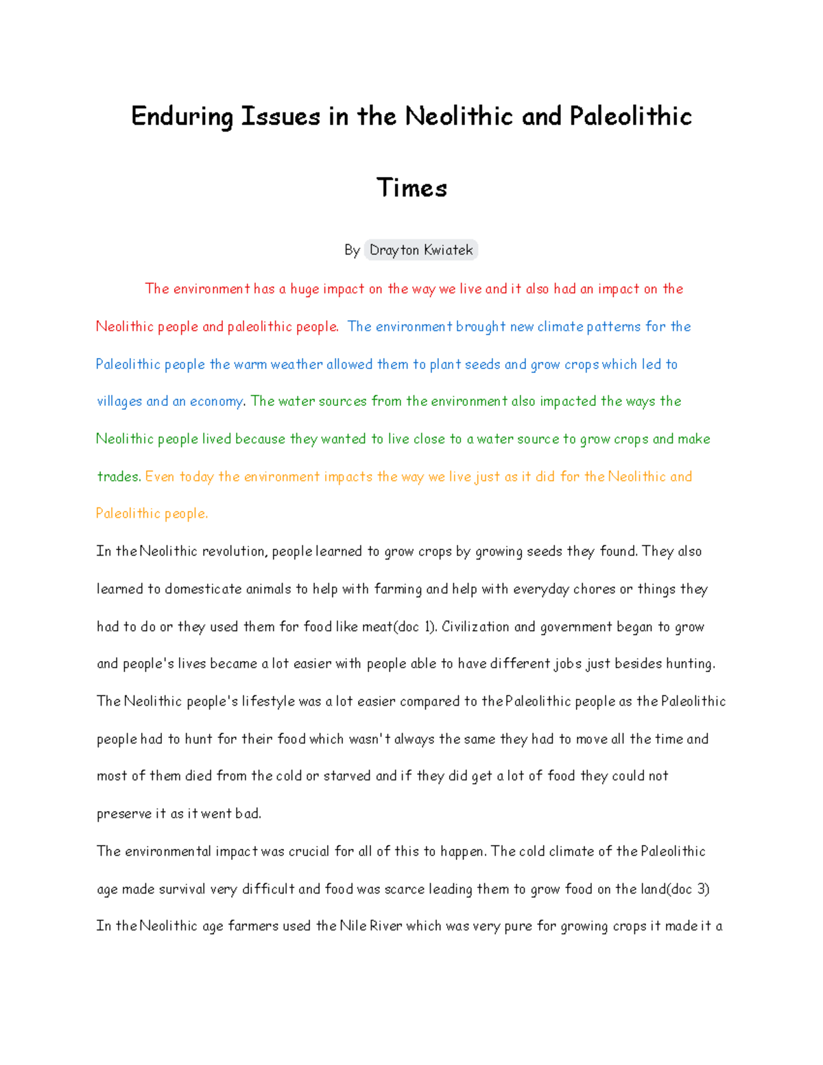 Enduring Issues in the Neolithic and Paleolithic Times - Google Docs ...