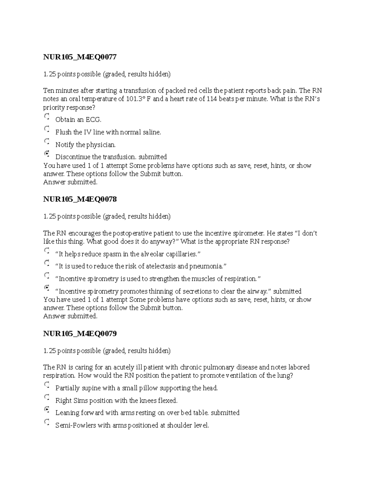 Nursing 105 Exam 2 with answers.docx.pdf - NUR105_M4EQ 1 points ...