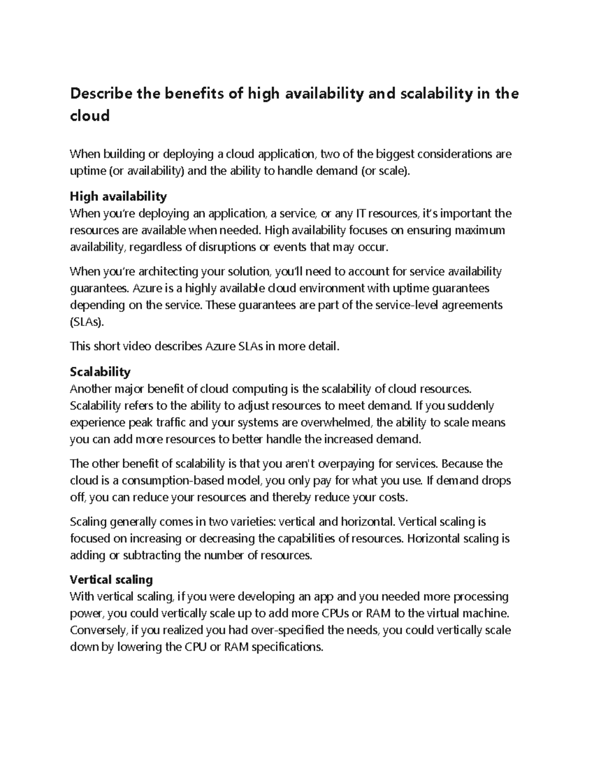 Document 35 (34) - Tyler - Describe the benefits of high availability ...