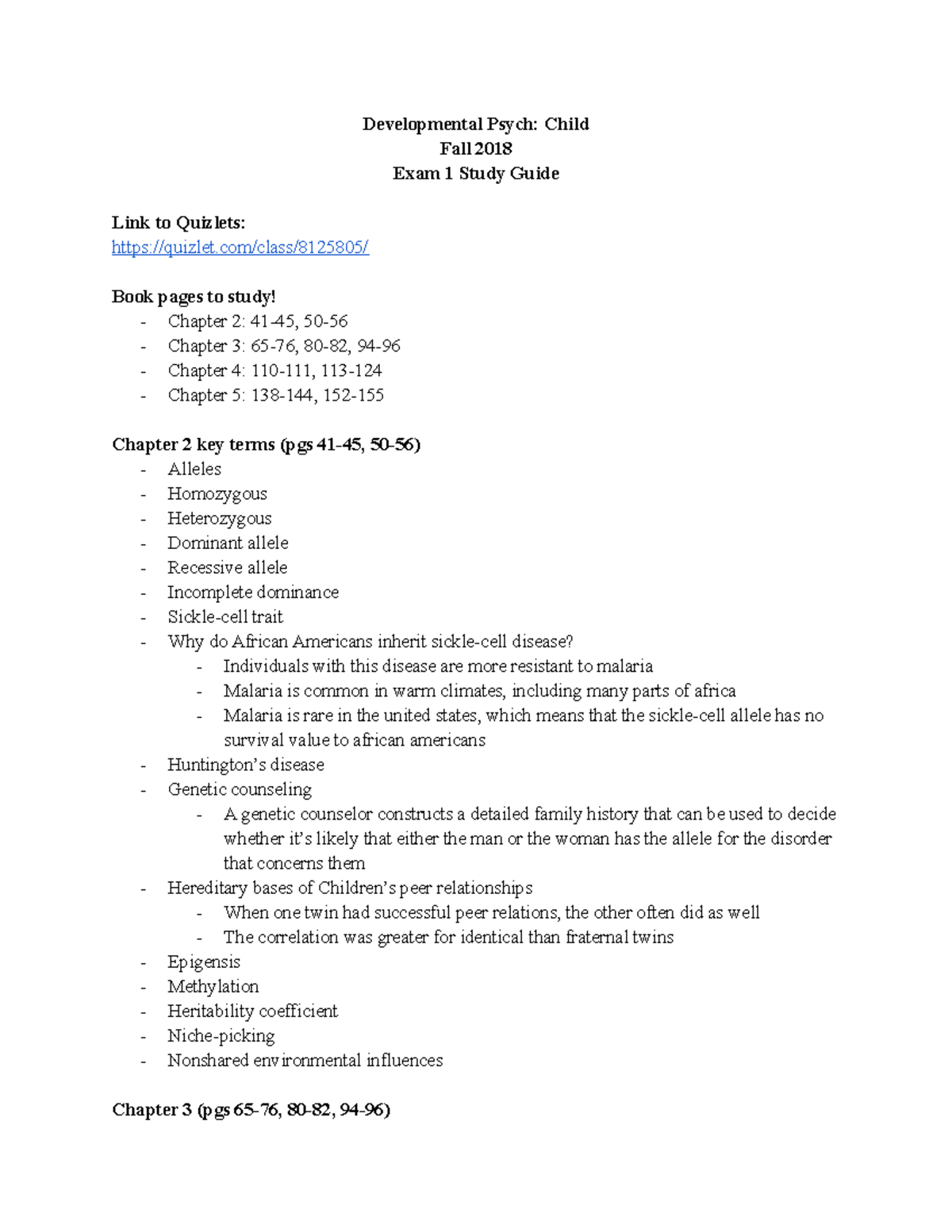 EXAM 1 developmental psych - Developmental Psych: Child Fall 2018 Exam ...