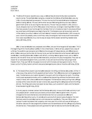 B D082 Passing Grade - CHM1 Task 1 Jared Eads 8/6/ B. After evaluating ...