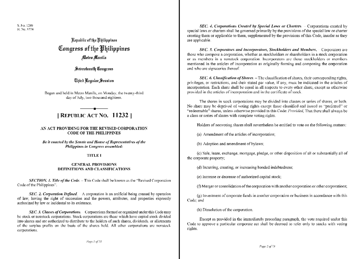 Revised Corp Code 2019 I-IV - Law on Obligations and contracts - Studocu