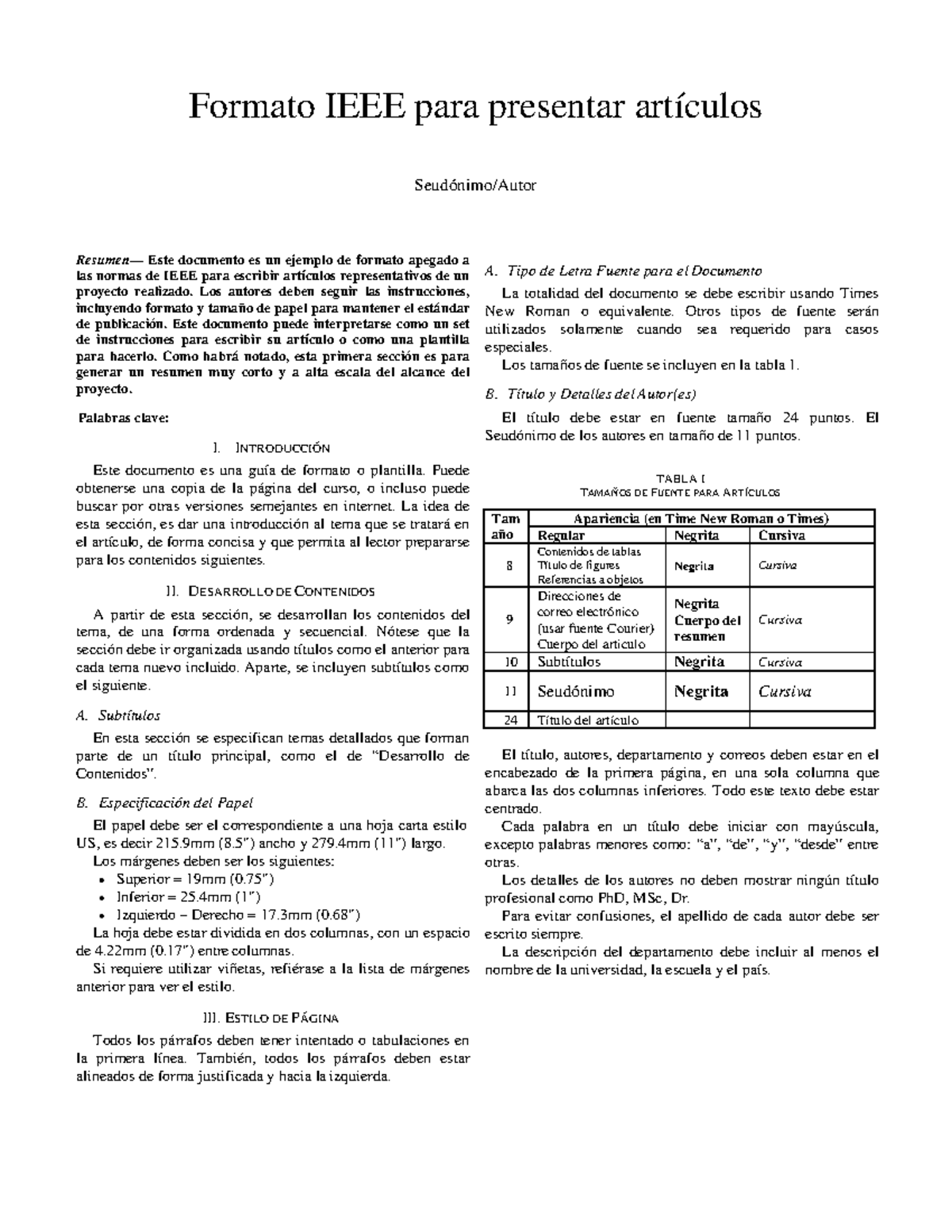 Ee formato ieee - Entrega del primer avance del proyecto - Formato IEEE ...