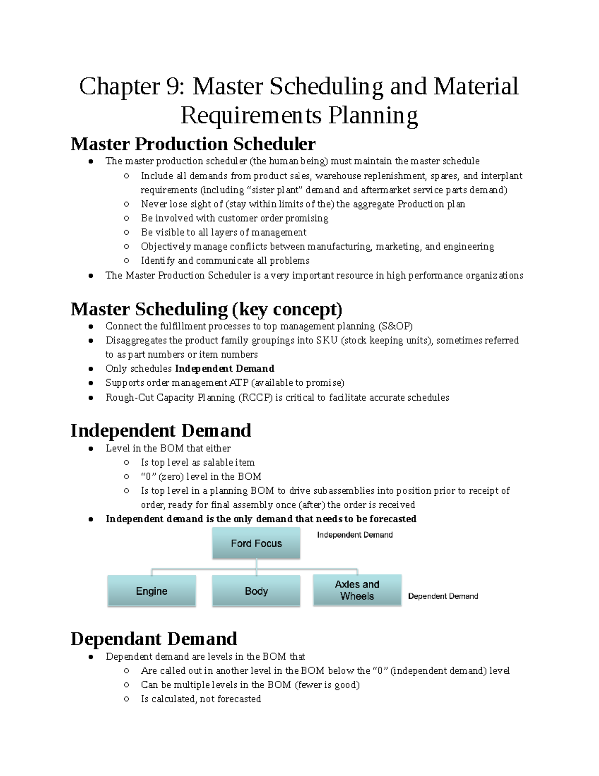 Chapter 9 Master Scheduling and Material Requirements Planning - 2 days ...
