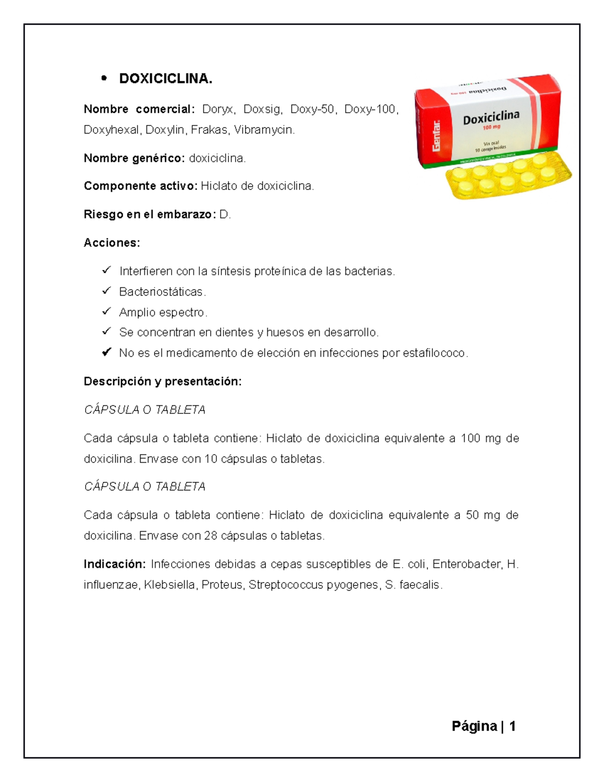 Perfiles farmacológicos (antituberculosos) - DOXICICLINA. Nombre ...