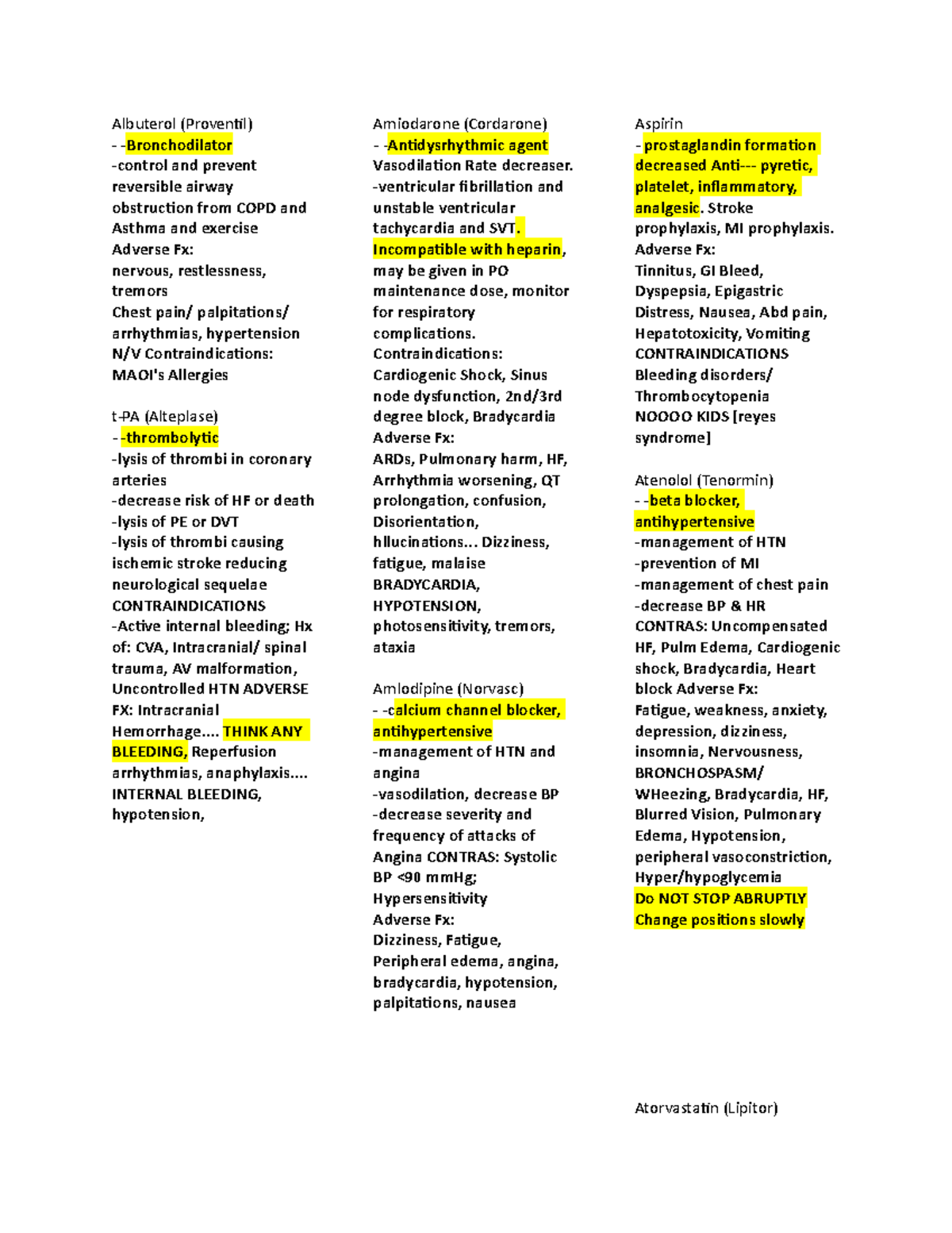 Common Medications and Their Adverse Effects - Studocu