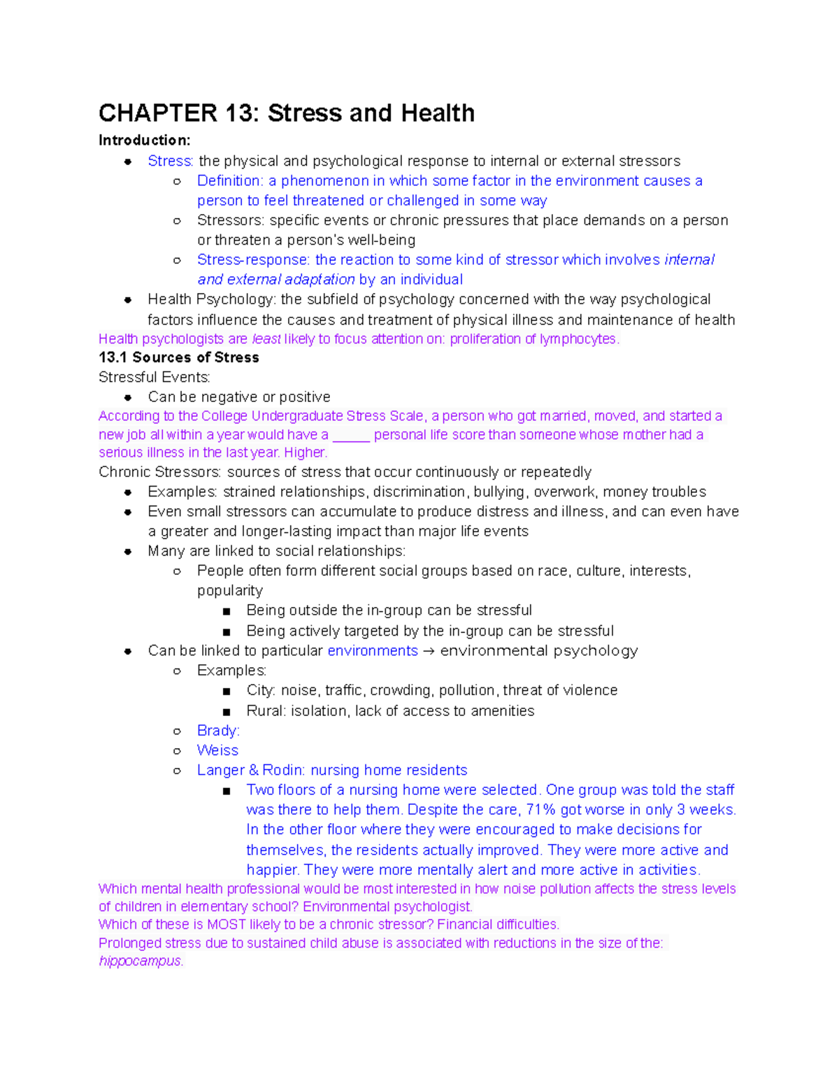 202 Chapter 13 Stress and Health - CHAPTER 13: Stress and Health ...