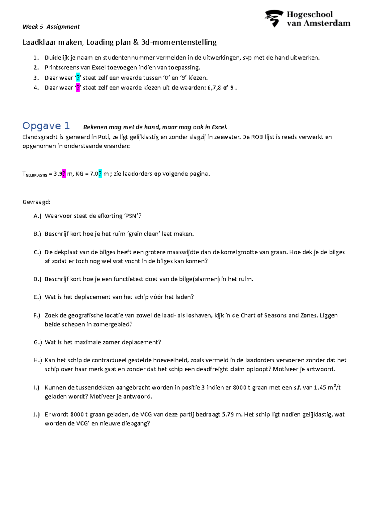 Assignment Week 5 2023 Laadklaar maken, Loading plan & 3d ...