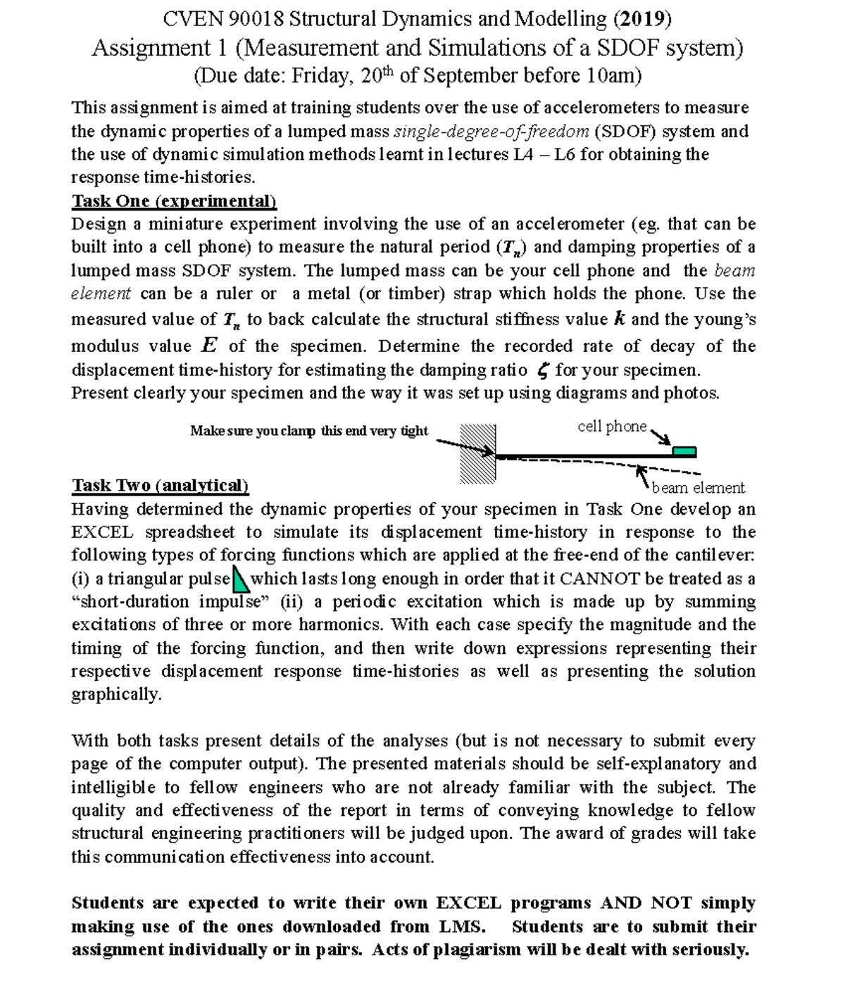 Assignment 1 (Structural Dynamics and Modelling) - CVEN 90018 ...