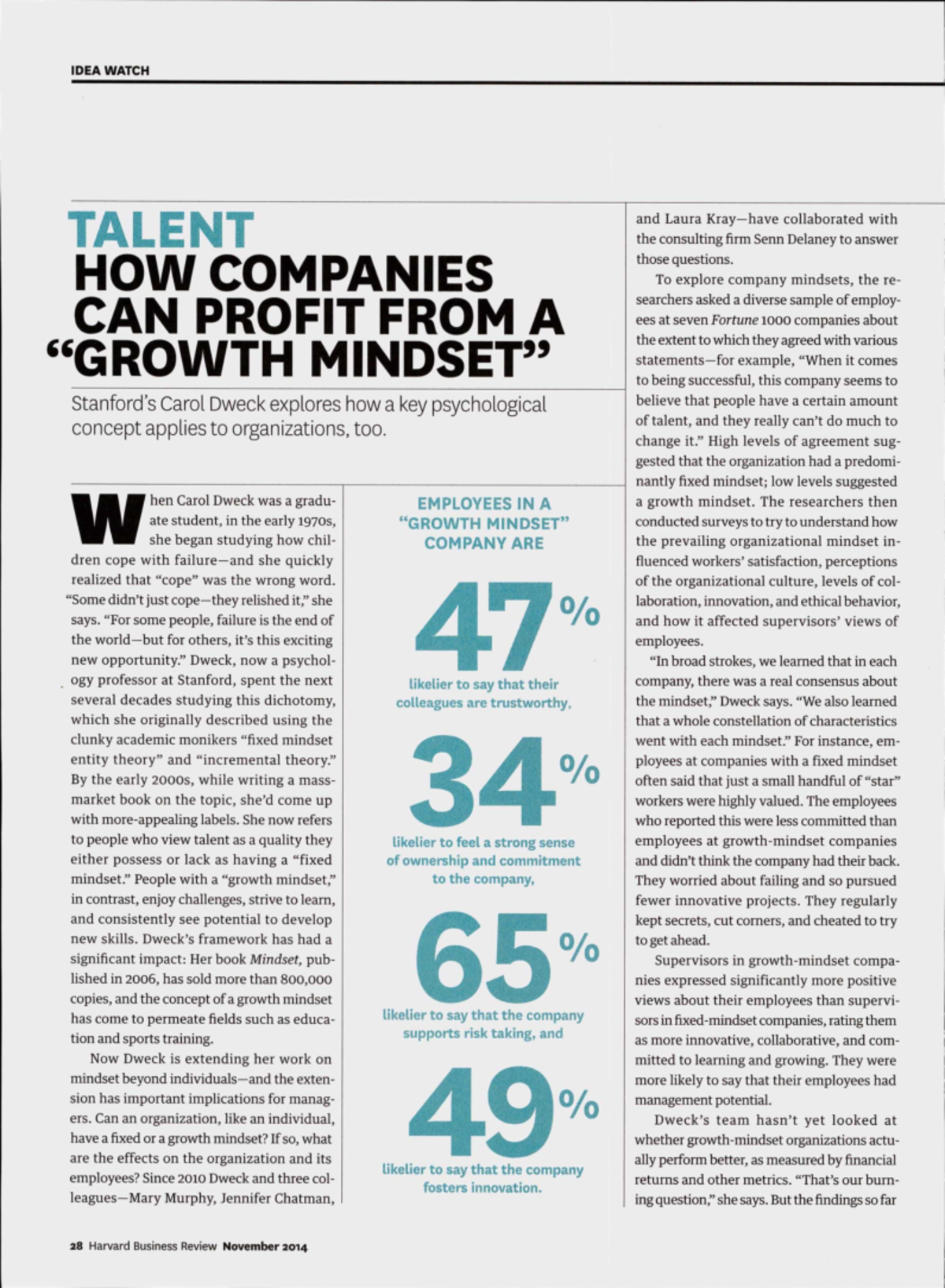 HOW Companies CAN Profit FROM A Growth Mindset - IDEA WATCH TALENT HOW ...