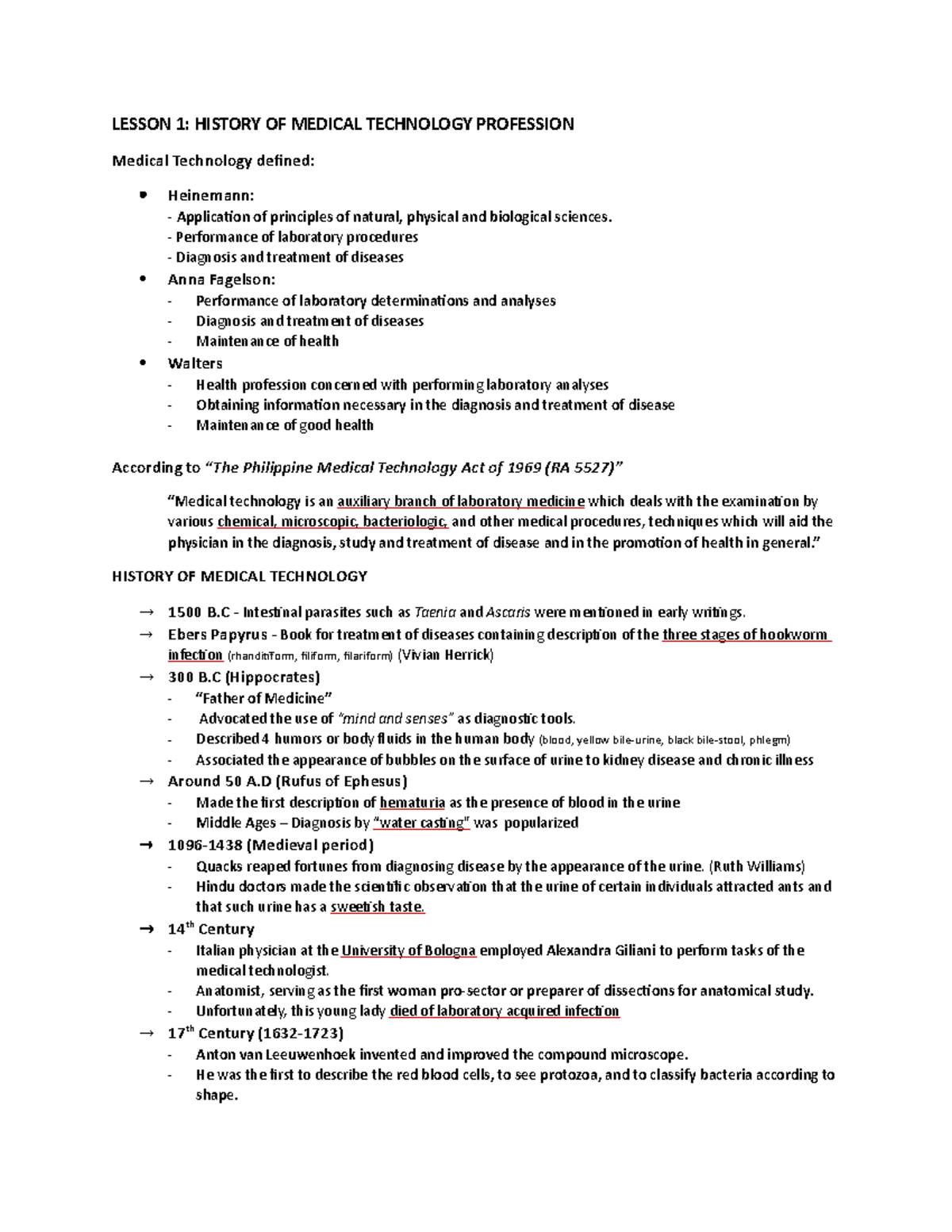 (W1) History OF Medtech Profession - LESSON 1: HISTORY OF MEDICAL ...