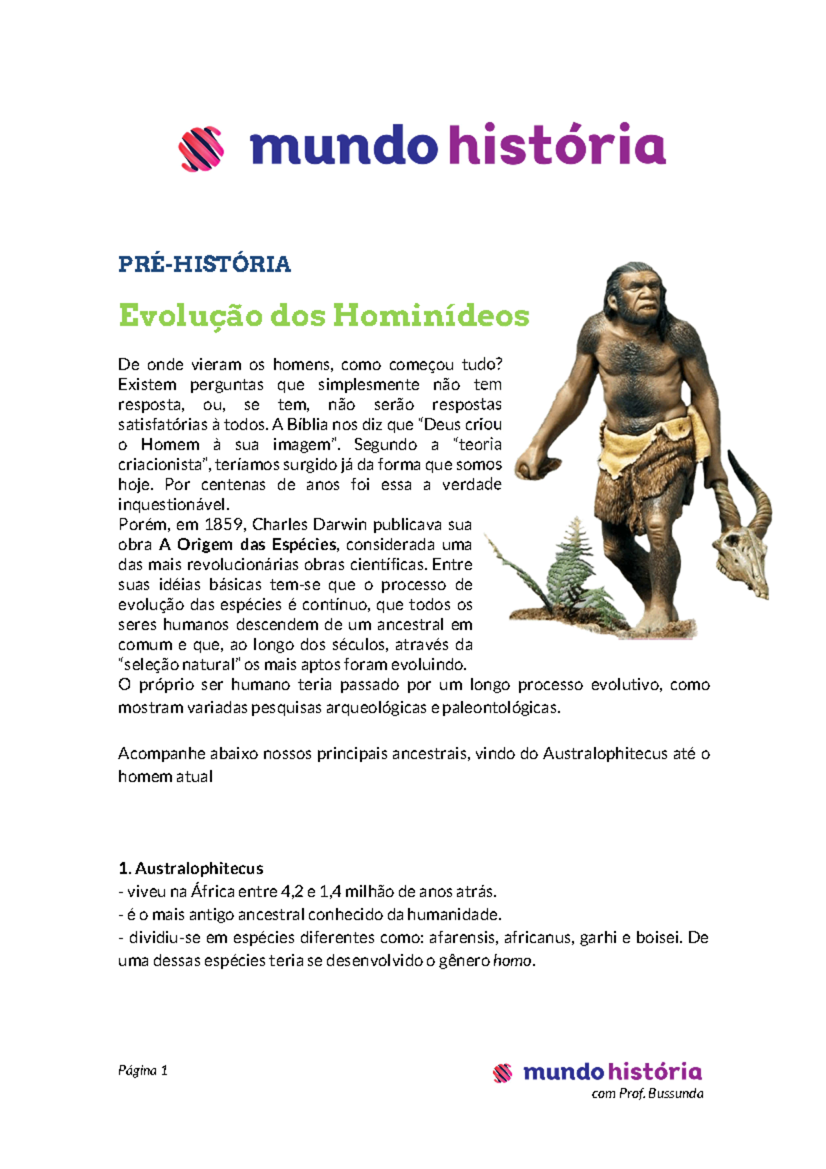 533f4c7492afe - Resumo breve e exercícios sobre a evolução da espécie ...