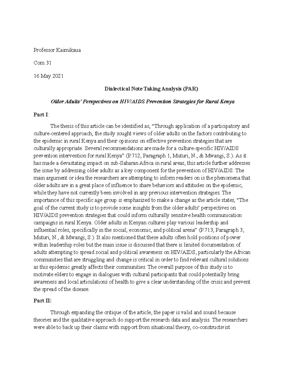 Dialectical Note Taking -Older Adults - Professor Kaimikaua Com 31 16 ...